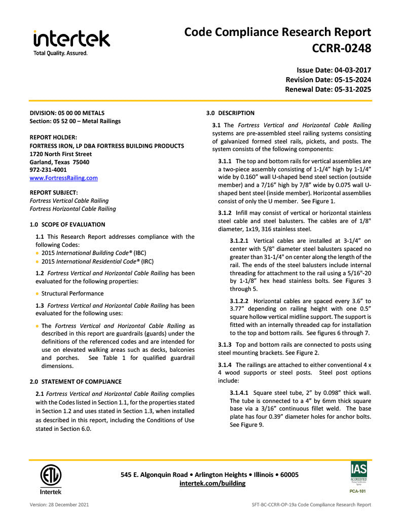Fortress AL13 Home V-Series Code Compliance Research Report – DeckMart ...