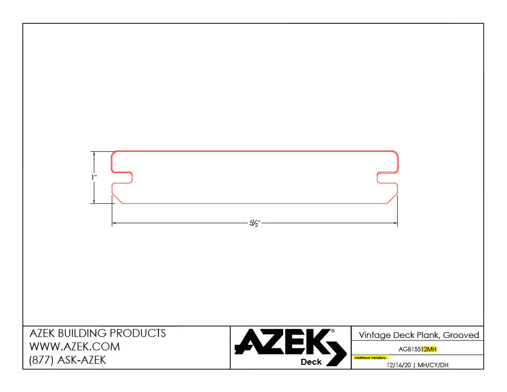 Vintage Deck Plank, Grooved DWG Drawing – DeckMart Building Supplies