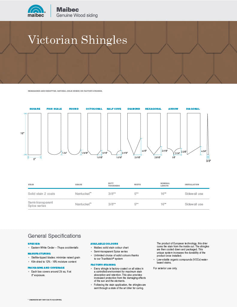 Maibec Technical Sheet - Victorian Shingles – DeckMart Building Supplies
