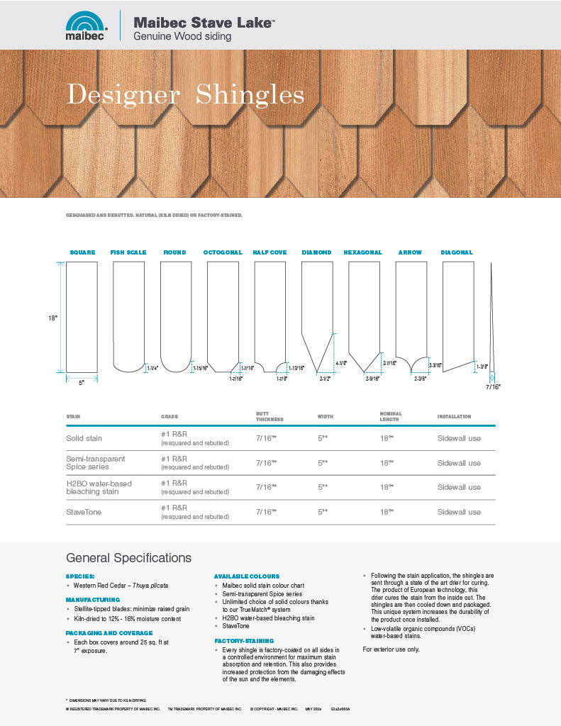 Maibec Technical Sheet - Designer Cuts Shingles – DeckMart Building ...