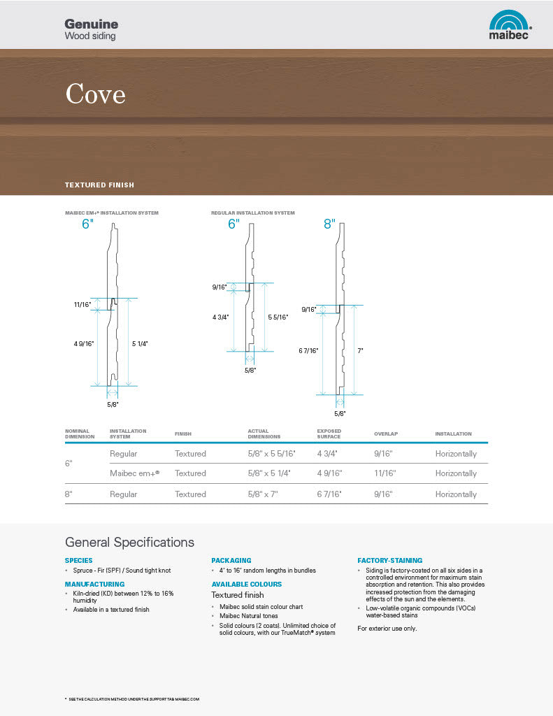 Maibec Technical Sheet - Cove – DeckMart Building Supplies