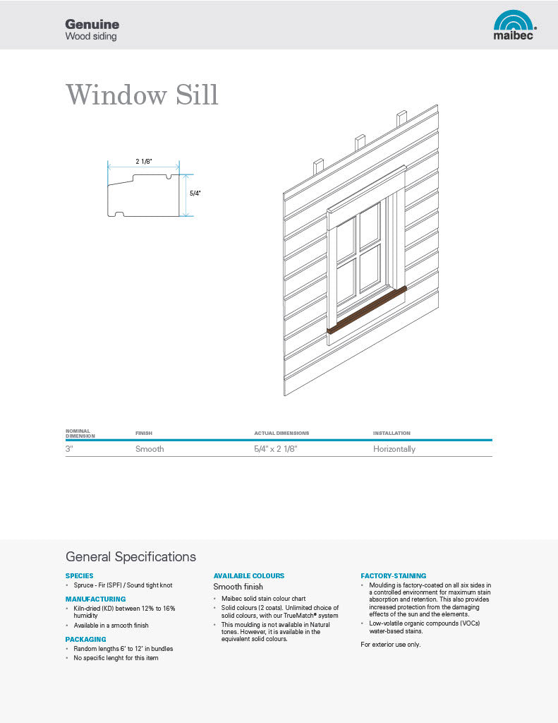 Maibec Technical Sheet - Window Sill – DeckMart Building Supplies