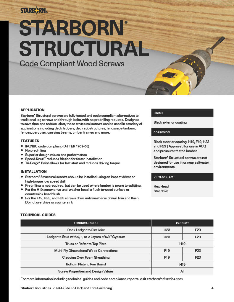 Starborn Structural Wood Screws – DeckMart Building Supplies
