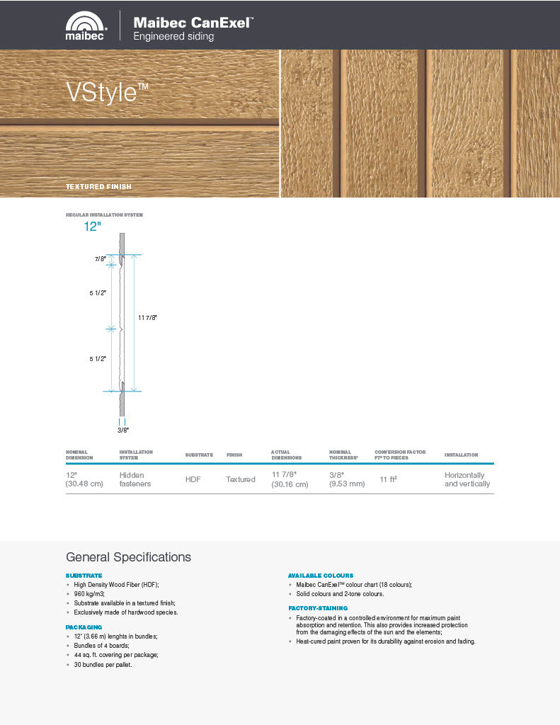 Maibec CanExel Technical Sheet - VStyle – DeckMart Building Supplies