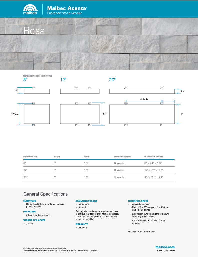 Maibec Acenta Technical Sheet - Rosa – DeckMart Building Supplies