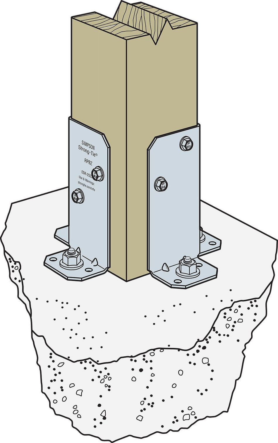 Simpson Strong-Tie RPBZ Retrofit Post Base – DeckMart Building Supplies